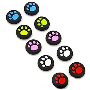 Analog Silicone Thumb Stick Grips Cap Joystick ThumbSticks Caps Cover for PS4 PS3 Xbox One Xbox 360 PS2 Game Controllers (10 pcs Cat Dog Paw)
