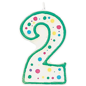 Wilton W91-02 Numeral Candle, 3-Inch by 1.5-Inch, No. 2, Green, 1-Pack