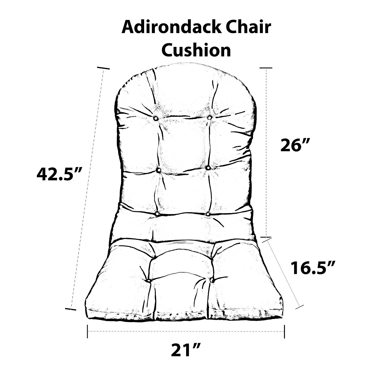 RSH DECOR: Tufted Adirondack Chair Cushion Set of 2 | 42.5” x 21” | All-Weather Spun Fabric | Water and Fade-Resistant | Outdoor Cushions for Patio Furniture | Black & White Stripe