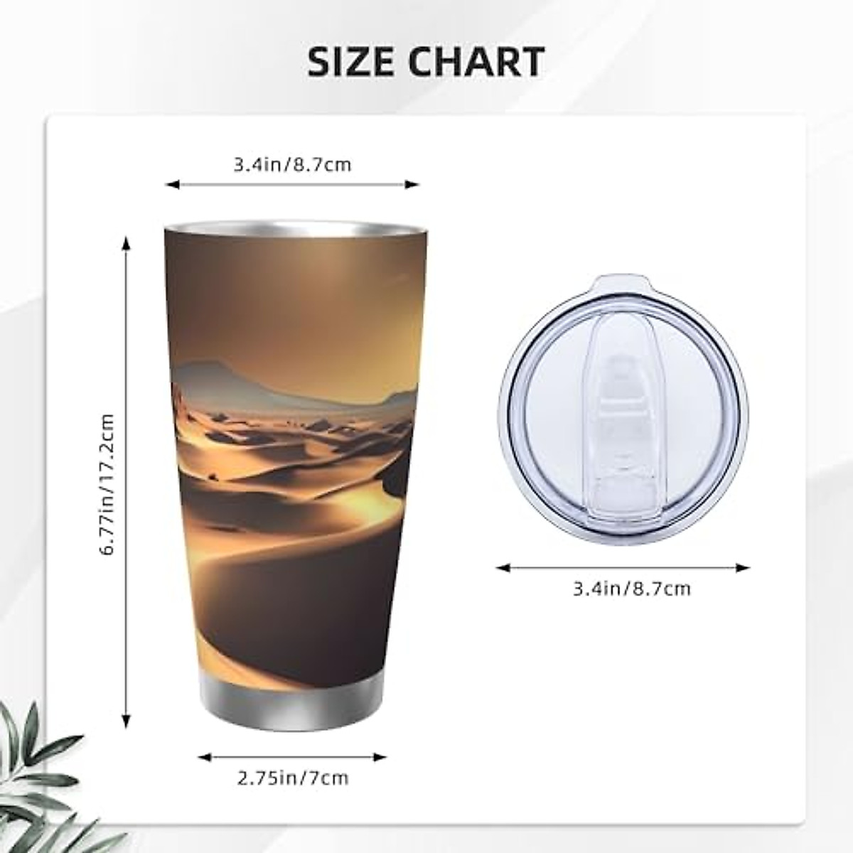 Sahara Desert Tumbler with Lid and Straw 20oz Stainless Steel Car Cup for Hot and Cold Drinks, Double Wall Insulated Travel Coffee Mug Reusable Drink Thermos Cup Birthday Gifts