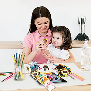 Haooryx 300pcs Cat Theme Make A Face Scene Sticker Roll, Make Your Own Kitty Decorative Sticker Decals Cute Cat Mixed and Match Self-Adhesive Sticker Scrapbook Laptop Decor Kid’s Party Favor Supplies