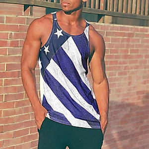 GDJGTA Summer Vest for Men Leisure 4th of July Flag 3D Digital Printing Lndependence Day Sports Sleeveless Tank Top Tee Blouse