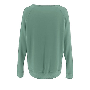 PRETTODAY Women's Casual Solid Sweatshirts Long Sleeve Crew Neck Tops Loose Pulloverss (Mint, l)