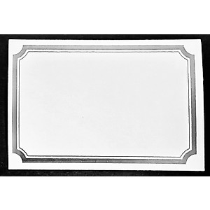 120 Pcs Double Sided Place Cards - White with a Sterling Silver Border Perfect for Seating Cards, Wedding Receptions, Birthday Parties, Baby Showers, Graduations - 3.75 x 2.6 inches