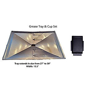 Quickflame Grill Drip Pans Adjustable Grease Tray and Heat Plates Set Fit for DynaGlo, Uniflame, BHG, Backyard Grill Models -(30")