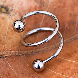 Cocobul Body Jewelry 316L Stainless Steel Double Coil Twist Cartilage Earring | 16 Gauge 8mm Diameter