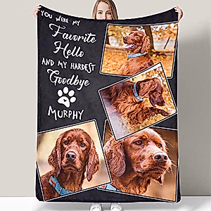 Custom Memorial Blanket Gifts for Dog Lover: Personalized Puppy Photo Collage Throw Blanket with Picture Name in Loving Memory Blanket - Made in USA