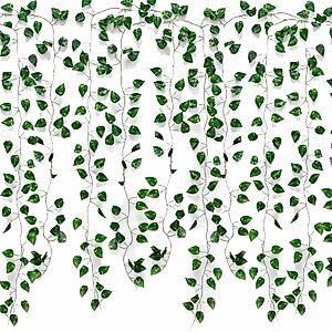Tighall 12PCS 79 Feet Artificial Vines Plants Faux Greenery Decor Fake Hanging Plant Garland for Bedroom Wall Indoor Outdoor Decoration