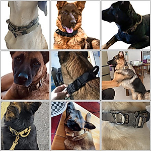 Dog Tactical Collar Military Dog Training Collar Control Handle and Heavy Metal Buckle for Medimum Large Dog Training Behavior Aids Black XL