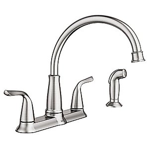 MOEN Brecklyn 2-Handle Standard Kitchen Faucet with Side Sprayer in Spot Resist Stainless