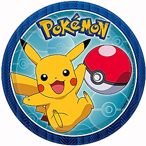 Amscan Vibrant Multicolor Pokemon Round Plates, 7" - Fun & Durable Party Plates, Perfect for Kids' Parties and Celebrations, 6 Packs of 8