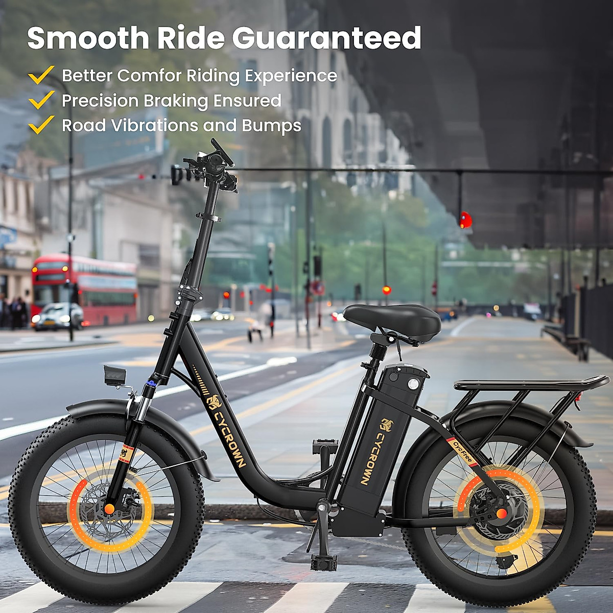 CYCROWN CycFree Electric Bike for Adults,1000W Peak Motor Ebike with 48V 15.6Ah Removable Battery up to 75+Miles & 20MPH Commuter Electric Bicycle, 20" Fat Tire All-Terrain Step-Thru 7-Speed E Bike
