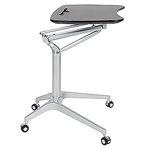 Flash Furniture Gia Mobile Sit-Down, Stand-Up Black Computer Ergonomic Desk with 28.25"W Top (Adjustable Range 29" - 41")