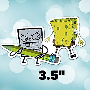 3.5" Doodlebob Funny Spongebob Laminated Sticker Laptop Sticker classic retro nostalgic cartoons gift perfect for tablet pc tumbler phone mug kindle and more