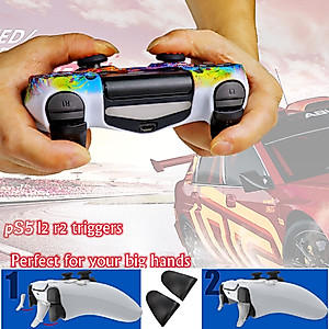 Silicone Skin for Ps5 Controller, 2pcs Anti-Slip Shell Cover Case with 10 Joystick Grips, 2 Pairs L2 R2 for Playsation 5 Controller Wireless Gamepad