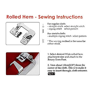 3 Sizes Wide Rolled Hem Pressure Foot Sewing Machine Presser Foot Hemmer Foot Set (1/2 Inch, 3/4 Inch, 1 Inch) for Singer, Brother, Janome and Other Low Shank Sewing Machines