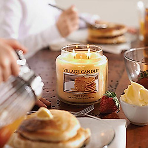 Village Candle Maple Butter 16 oz Glass Jar Scented Candle, Medium