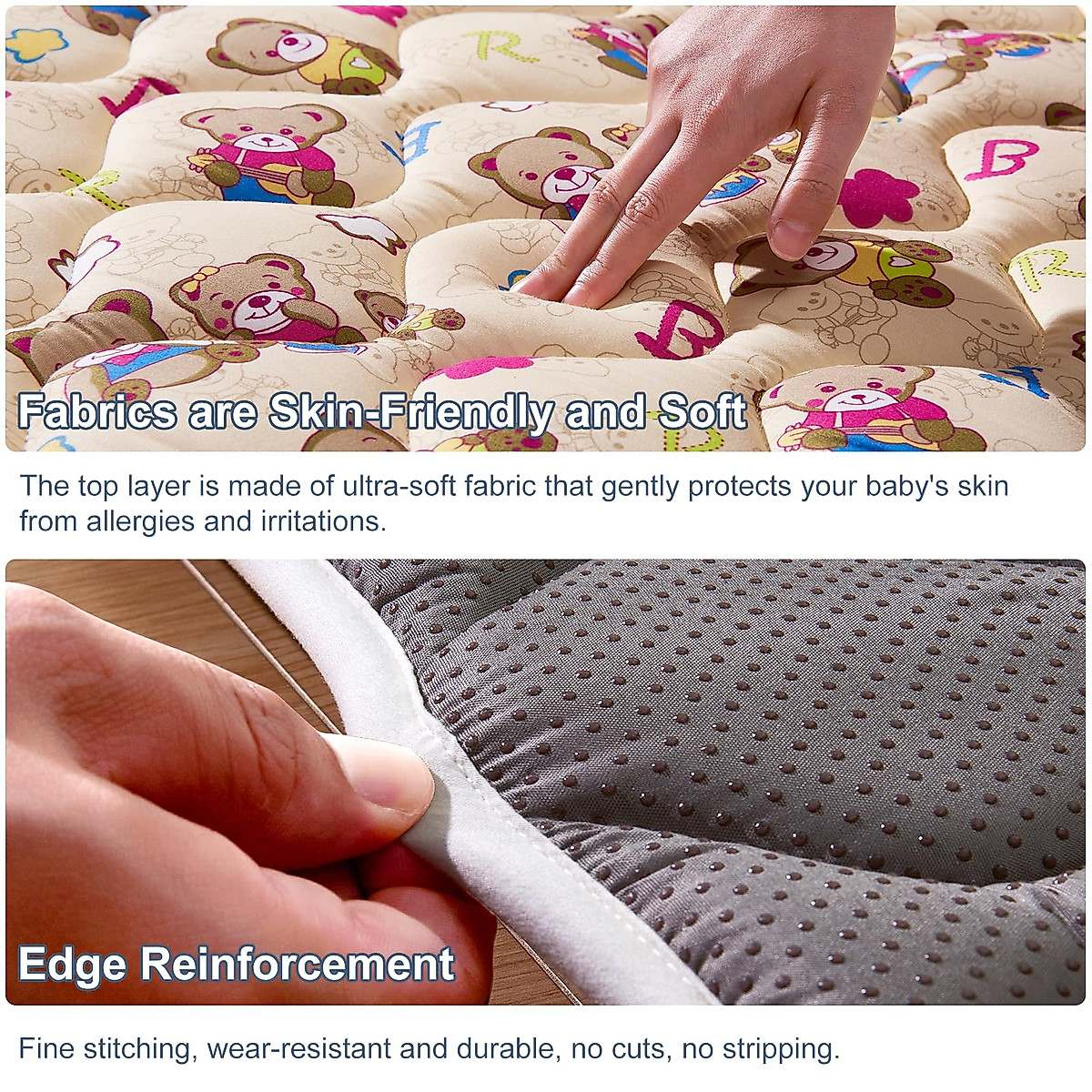 Vibe bear Baby Foam Play Mat, 50 x 50 Inches Baby Crawling Mat, Thicken One-Piece Baby Playmat, Non Slip Washable Baby Play Mat for Playing, Soft Floor Mat for Babies, Infants, Toddlers