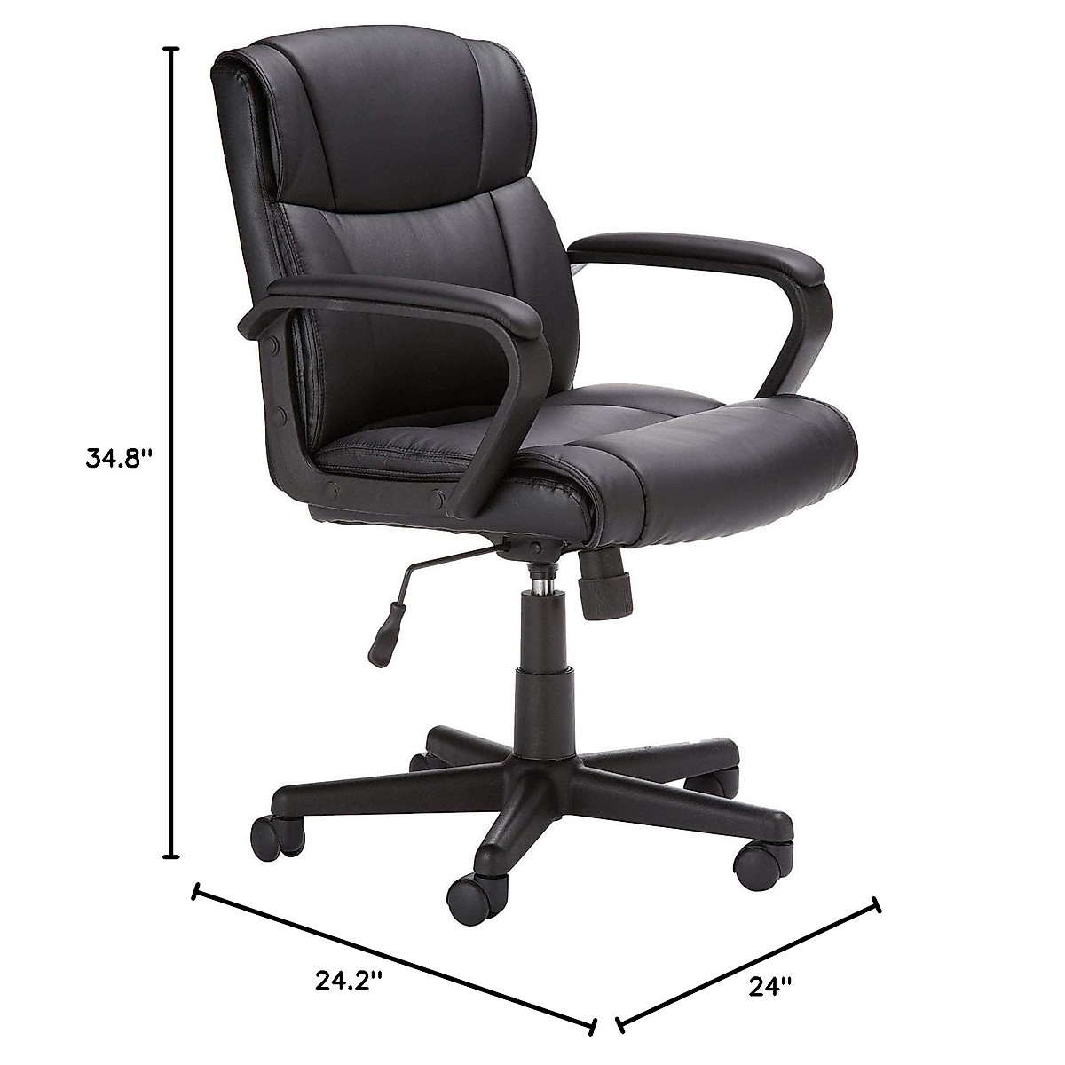 Amazon Basics Padded Office Desk Chair with Armrests, Adjustable Height/Tilt, 360-Degree Swivel, 275Lb Capacity - Black
