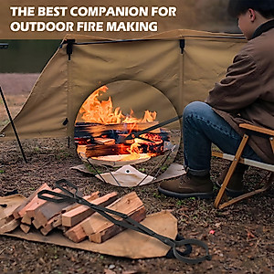 DTNESS 40" Fireplace Poker and 25" Fire Tongs, Heavy Duty Log Firewood Grabber Set, Long Fire Pit Campfire Poker Stick Tools, Wood Burnner Accessories for Indoor & Outdoor Wood Stove/Camping/Bonfires