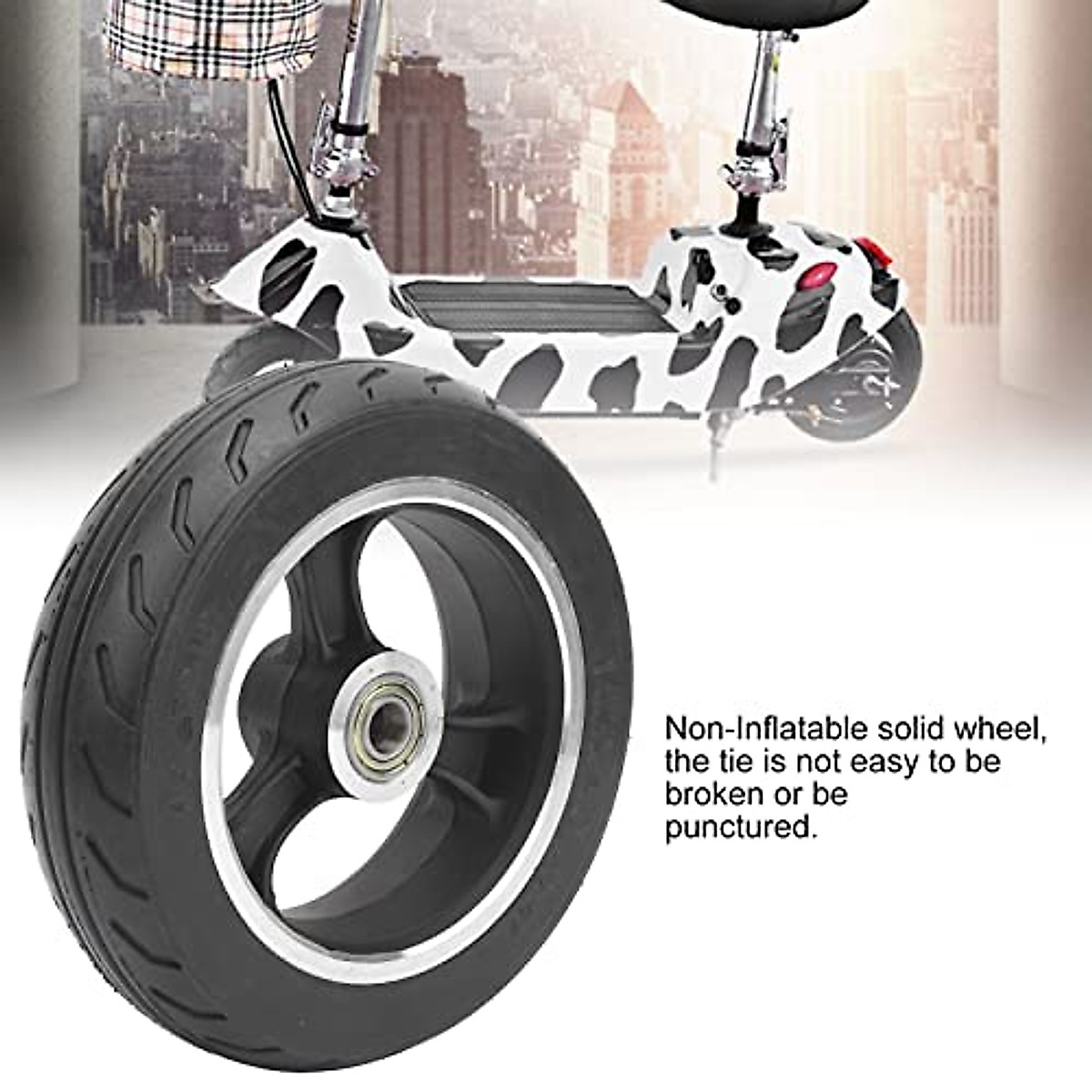 6Inch Solid Wheel, 145x4.0 Solid Flat Free Explosion Proof Wheel Set Solid Wheel Replacement for Electric Scooter, Wheelchairs, Rollators, Walkers