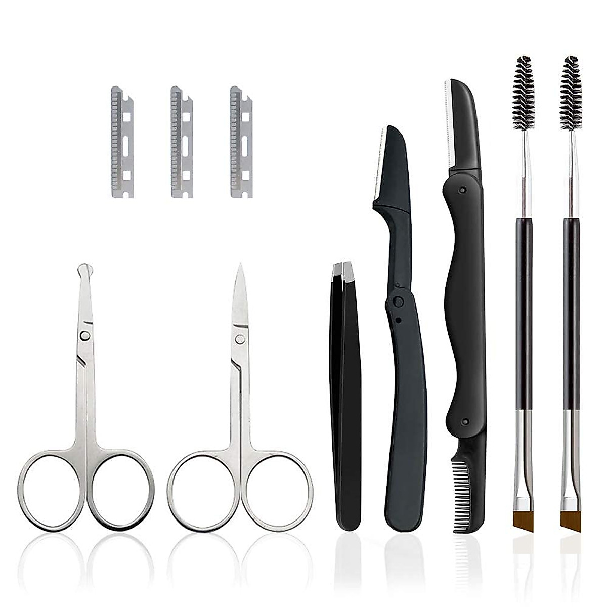 7 in 1 Eyebrow Grooming Kit for Women Eyebrow Scissors Eyebrow Brush Set Brow Brushes Scissors Tweezers Replaceable Eyebrow Razor