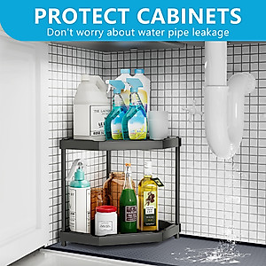 Furneet Under Sink Mat for Kitchen Waterproof, 31" x 22" Silicone Under Sink Liner, Under Sink Cabinet Organizers and Storage, Kitchen Sink and Cabinet Protector, Under Sink Tray for Bathroom(Grey)