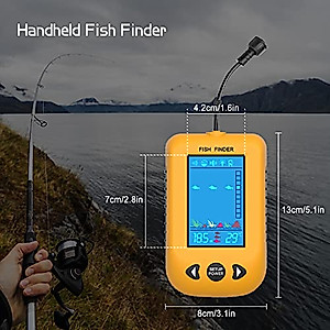 WHYATT Portable Fish Finder Handheld Wired Fish Depth Finder Kayak Boat Fishfinder with Sonar Transducer
