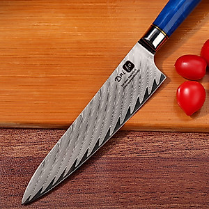 Dnifo Chef Knife, Damascus Chef Knife 8 inch, Damascus VG-10 67-Layer Steel Japanese Kitchen Knives, Full Tang Non-stick Blade and Anti-rusting Forged Cooking Knife with Gift Box