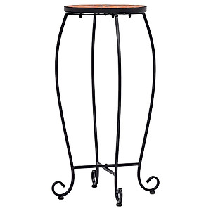 QZZCED Plant Display Tbale,Outdoor Mosaic Side Table with Ceramic Table Top,Outdoor Accent Table, Outdoor Patio Furniture,for Patio Garden Balcony Office,Mosaic Tables 3 pcs (Terracotta) Ceramic