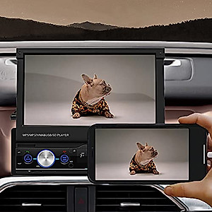 Single Din Apple Carplay,Car Stereo with Bluetooth 5.0,Flip Out Touchscreen Car Radio,Single Din Touch Screen Display Radio,FM Radio/Android Auto/Rear View Camera/