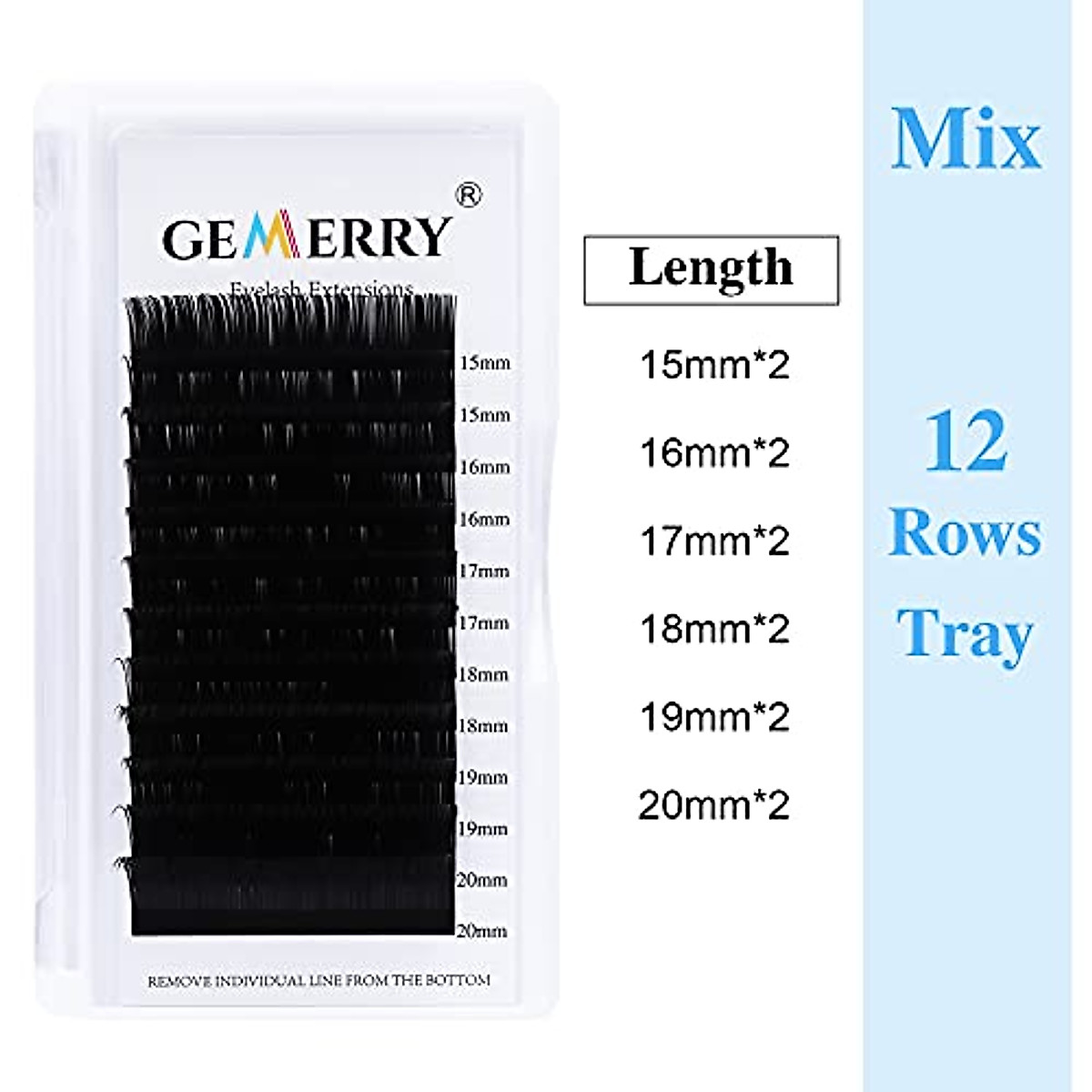 Eyelash Extensions Individual Lashes 0.07 D Curl 15-20mm Mixed Classic Lash Extensions Single Eyelashes Supply by GEMERRY (0.07-D, 15-20mm Mix)