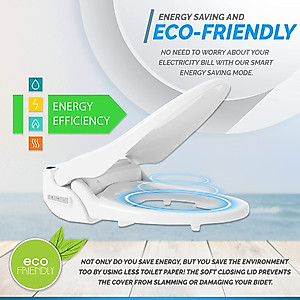 Ivyel GL-3 REM Smart Electric Bidet for Toilet Seat with Remote,For Round Toilets,Stainless Steel Self Cleaning Nozzle,Heated bidet Toilet Seat with Warm Water,Air Dryer,Intensive Wash