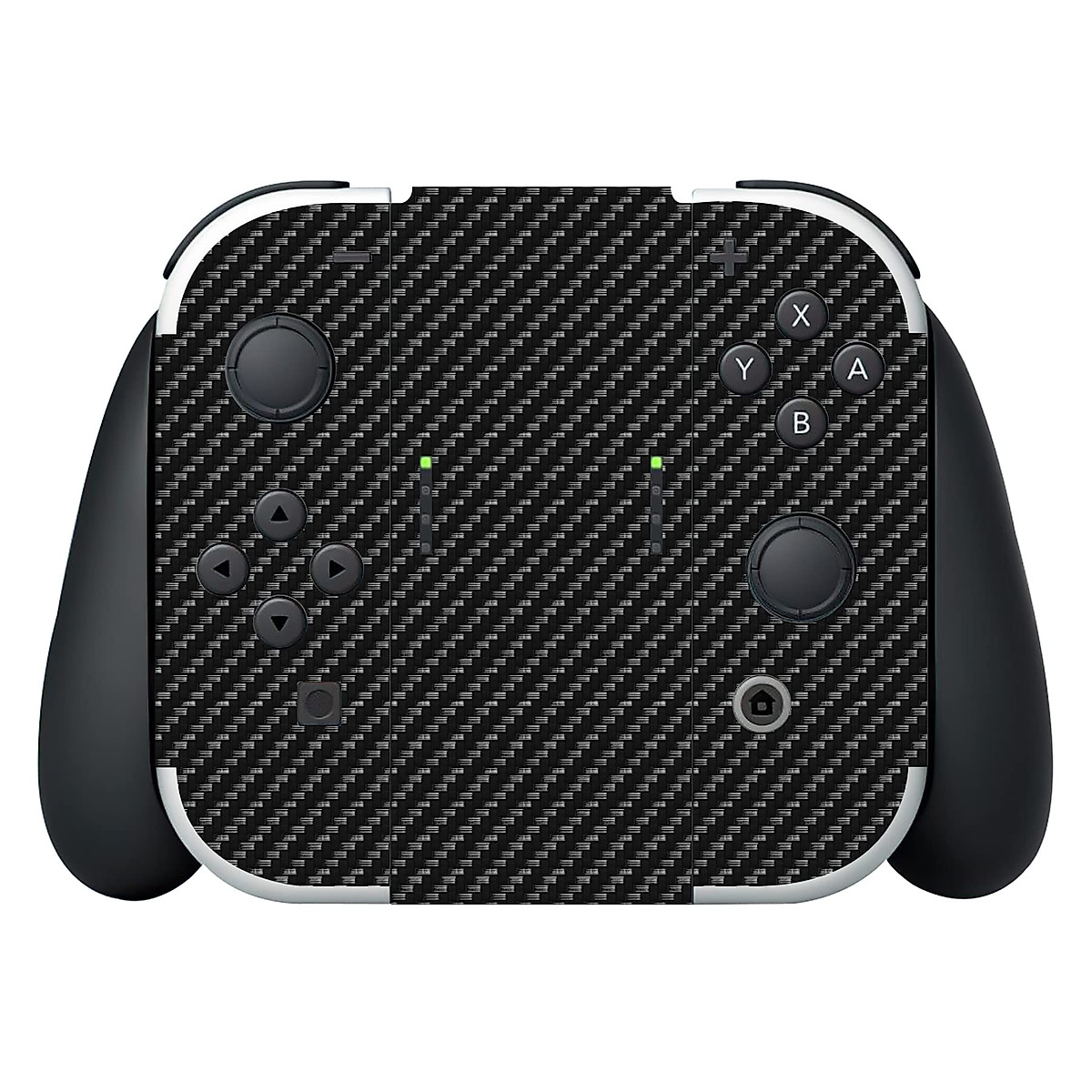 PlayVital Full Set Protective Stickers for Nintendo Switch OLED Model, Customized Vinyl Decal Skins for Switch OLED Console & Joycon & Dock & Grip - Black Silver Carbon Fiber