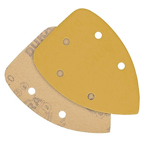 Dura-Gold Premium Mouse Detail Sander Sandpaper, 48 Assorted Grit Sanding Sheets - 60, 80, 120, 220, 320, 400-5 Hole Pattern Hook & Loop Triangle Mouse Discs - Woodworking Wood Crafting, Auto Paint