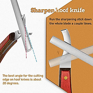 Antidious Hoof Knife Sharpener, 5 inch Farrier tool Honing Rod with Diamond Coated to Keep Hoof Knives and Cutting Instruments Sharp Black