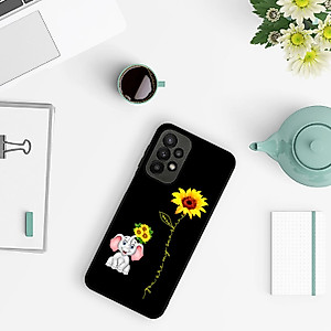 Tnarru Compatible with Samsung Galaxy A23 Case Sunflower and Elephant Pattern Hard PC Back and Soft TPU Sides Scratchproof Shockproof Protective Case for Samsung Galaxy A23 -Black