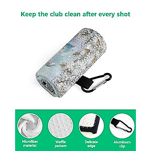 Yun Nist Golf Towel Christmas Snowman Light Ball Pine Cone,Waffle Pattern Microfiber Club Cleaner Golf Towels with Carabiner Clip for Women Men Dad,Winter Snowflake Golf Towel for Golf Bags,24x16in