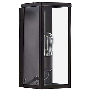 Amazon Brand – Rivet Mid-Century Clear Glass and Metal Wall Sconce with Bulb, 14"H, Bronze