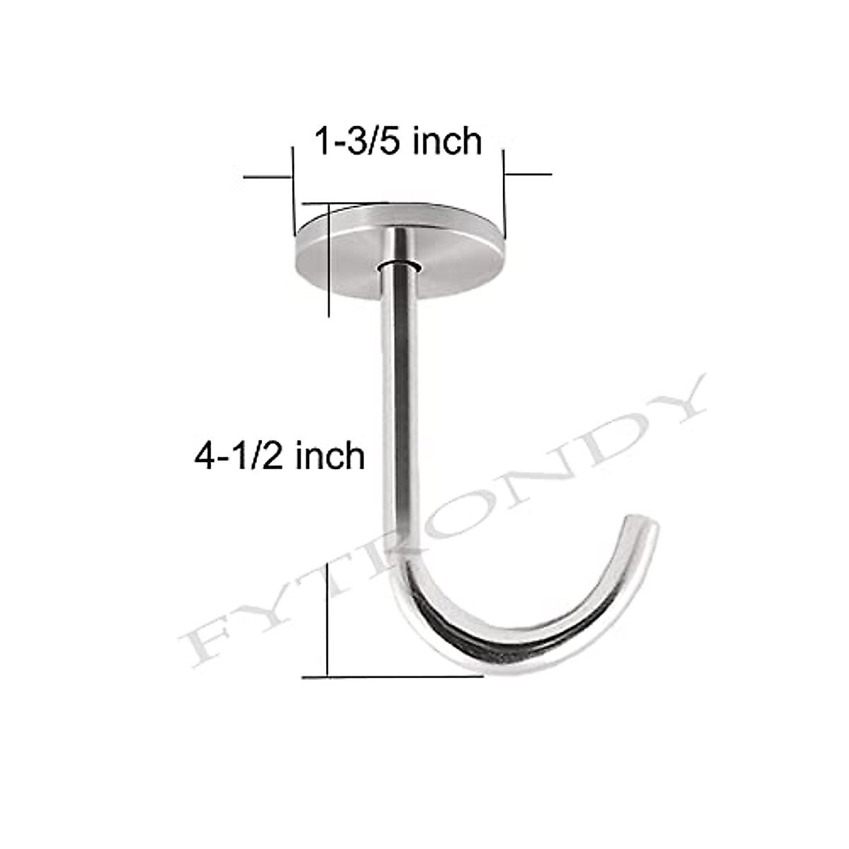 FYTRONDY Stainless Steel Screws Mount Large arc Ceiling Hooks, Coat Hanger, Plant Hanger (4-1/2 INCH , 4 Pack)