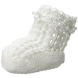 Jefferies Socks Baby Girls' Newborn Daisy Pearl Bootie, White