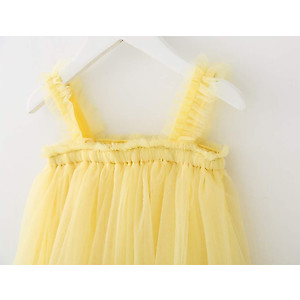 Ncycullo Baby Girls Tutu Dress Toddler Rainbow Tulle Dress Sleeveless Infant Sundress Princess Soft Pom Tutu Dresses 134 Yellow 90