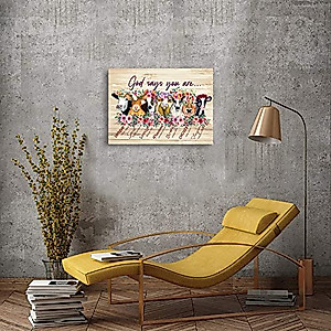 Cute Cow Canvas Wall Art God Says You Are Funny Rustic Farm Cow Kitchen Decor Quotes Pictures Modern Giclee Print Painting Home Decoration For Living Room Bedroom Framed Ready To Hang 12x16inch