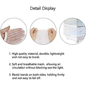 4 Colors Ventilated Nylon Bird Cage Cover Shell Seed Catcher Pet Products Large Size Bird Cage Seed Catcher Seeds Guard Parrot Nylon Mesh Net Cover Stretchy Shell Skirt Traps Cage Basket Soft White