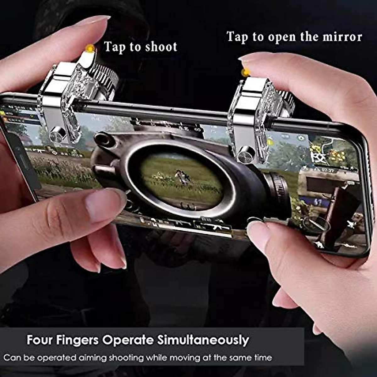Newseego Mobile Game Controllers, Phone Triggers for Mobile Phone, Shooter Sensitive Controller Joysticks Aim & Fire Trigger Keys for Knives Out/Rules of Survival (1 Pair Mobile Triggers)
