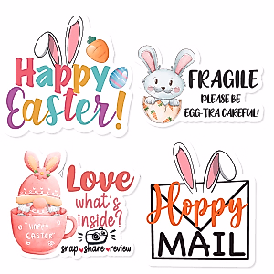 425 PCS Easter Bunny Stickers 4 Design,Cute Small Business Envelopes Stickers for Handmade Goods/Bags Business Packages,Easter Day Theme Small Shop Business Stickers for Envelopes Seals - Rabbit