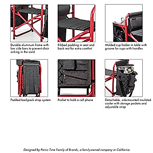 ONIVA - a Picnic Time Brand Fusion Original Design Outdoor Folding Chair, Gray with Blue Frame, 33 x 7 x 21