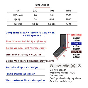 LifeWheel Women & Men Ski Hiking Thick Warm Winter Terry Socks for Trekking Outdoor Sports