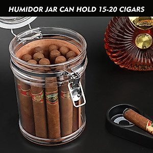 XIFEI Acrylic Humidor Jar with Humidifier and Hygrometer,humidor That can Hold About 18 Cigars (Clear)