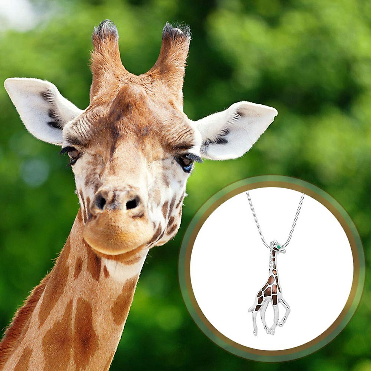 Lola Bella Gifts Giraffe Pendant Necklace with Gift Box